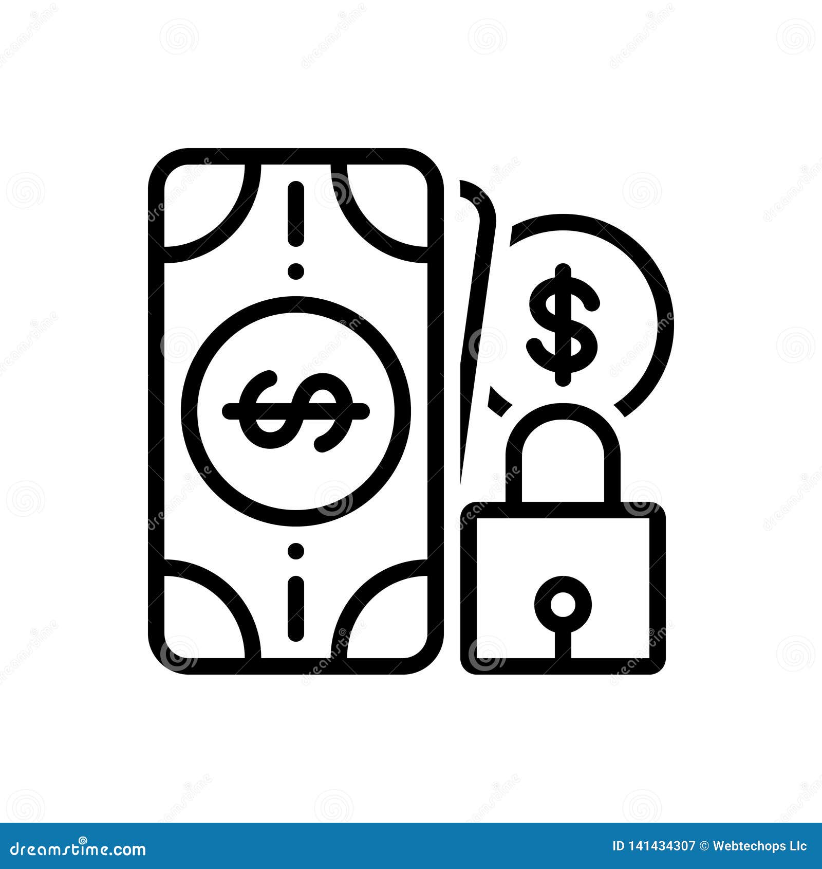 Black Line Icon for Safe Money, Protection and Security Stock Vector ...