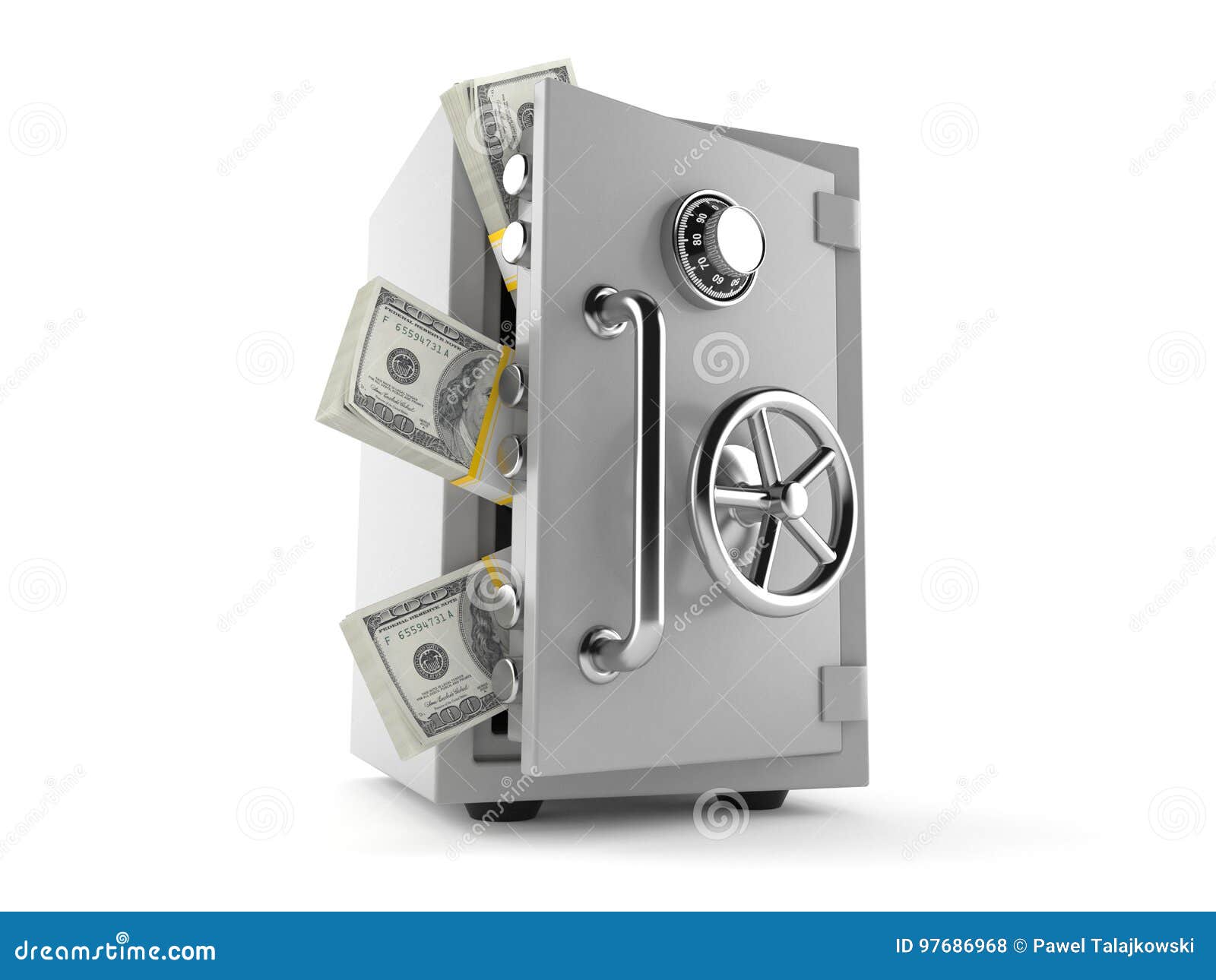 Safe with money stock illustration. Illustration of open - 97686968
