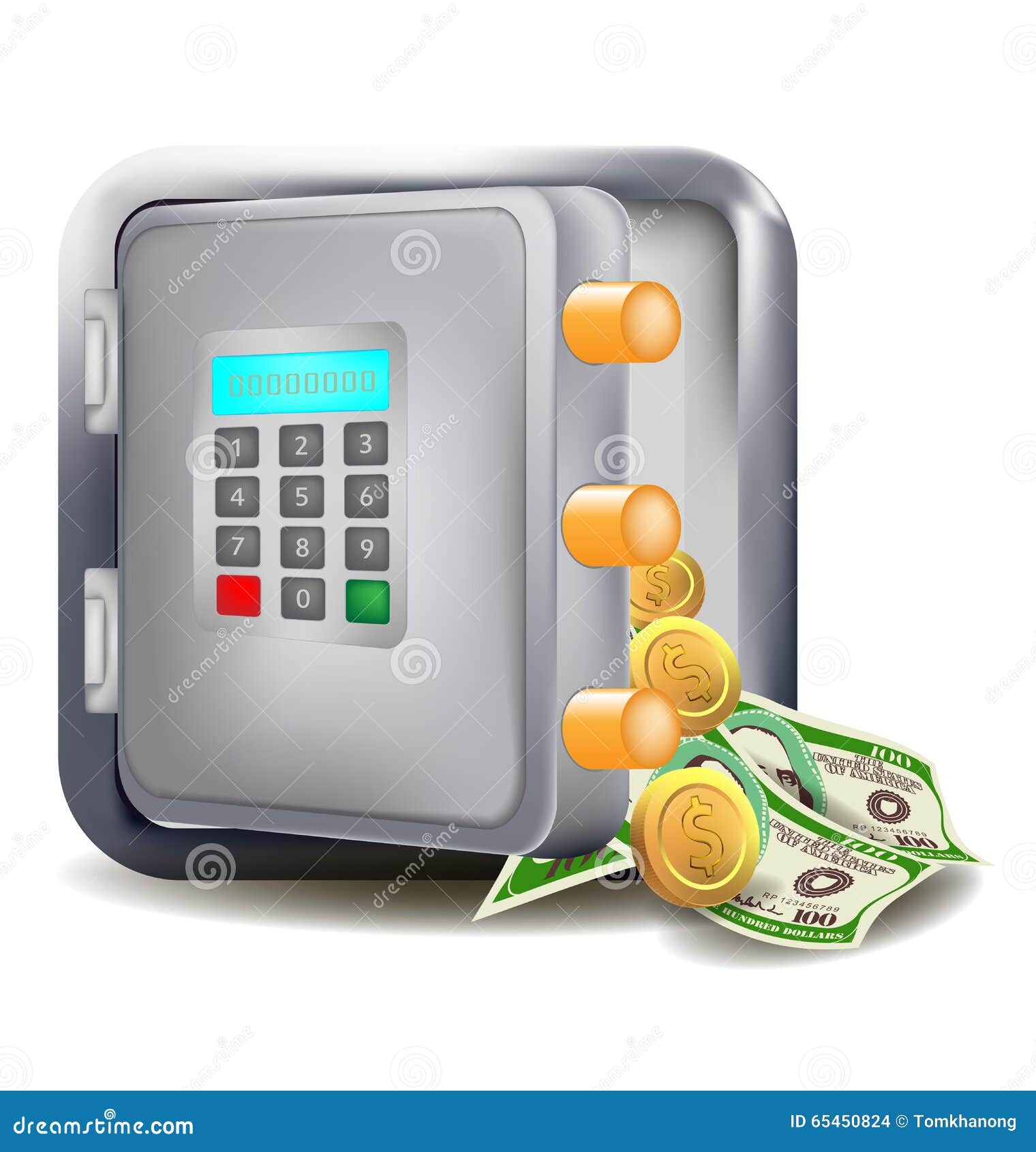 Safe Open with More Money Electronic Safe Vector Design Stock Vector ...