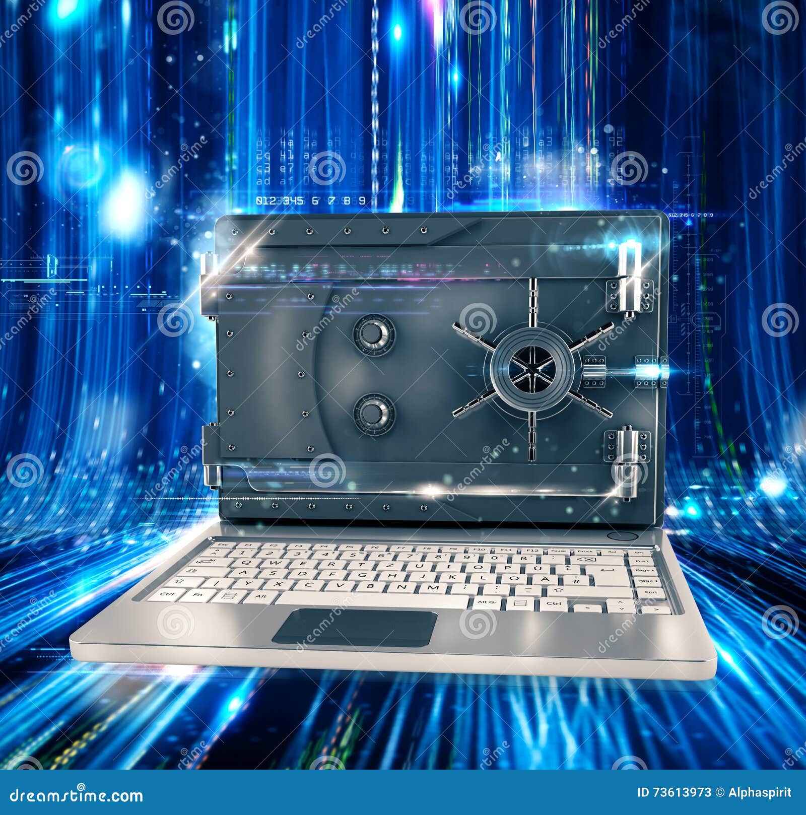 Safe pc 3d rendering stock illustration. Illustration of code - 73613973