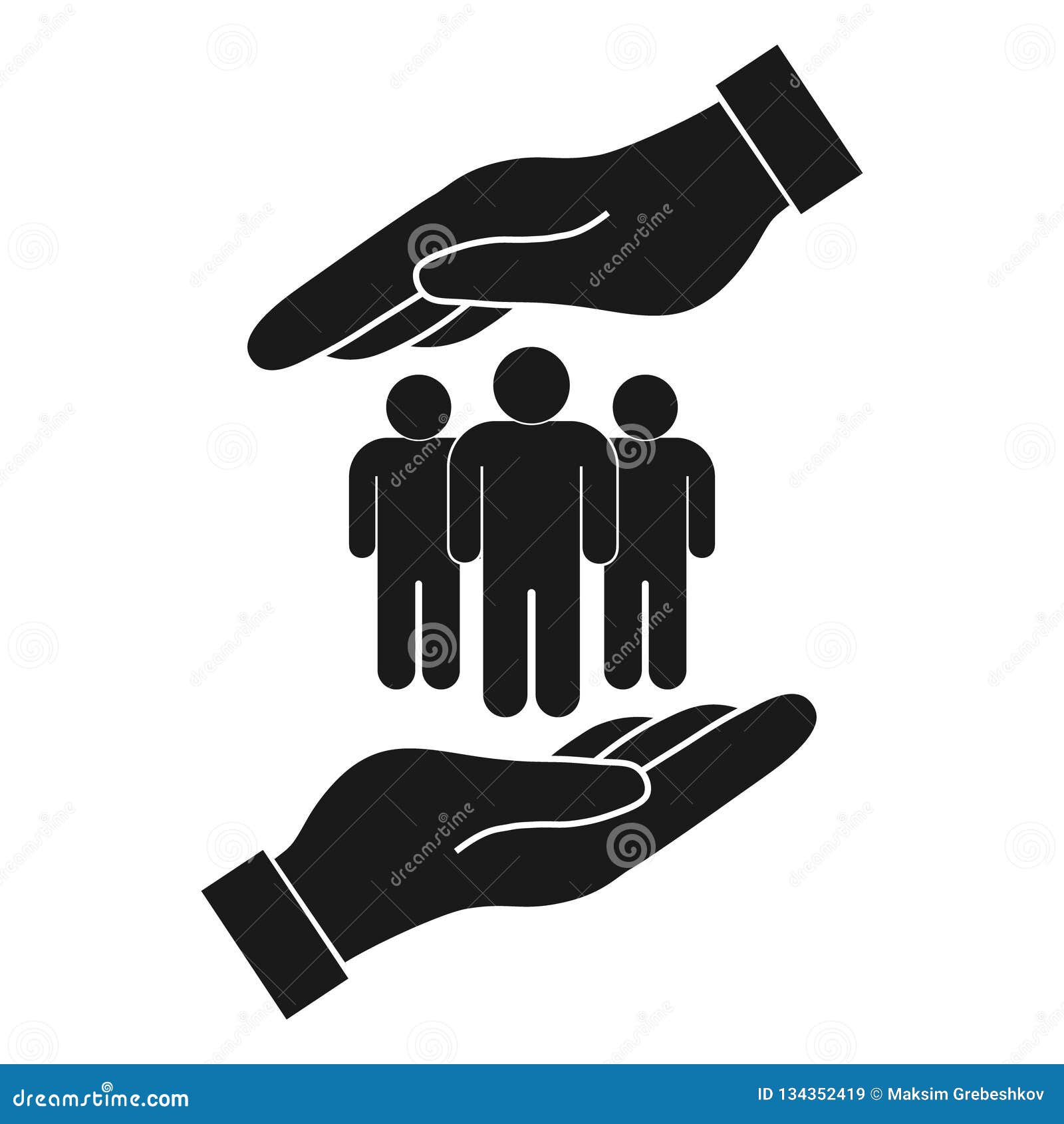 Safe people in hand stock illustration. Illustration of life - 134352419