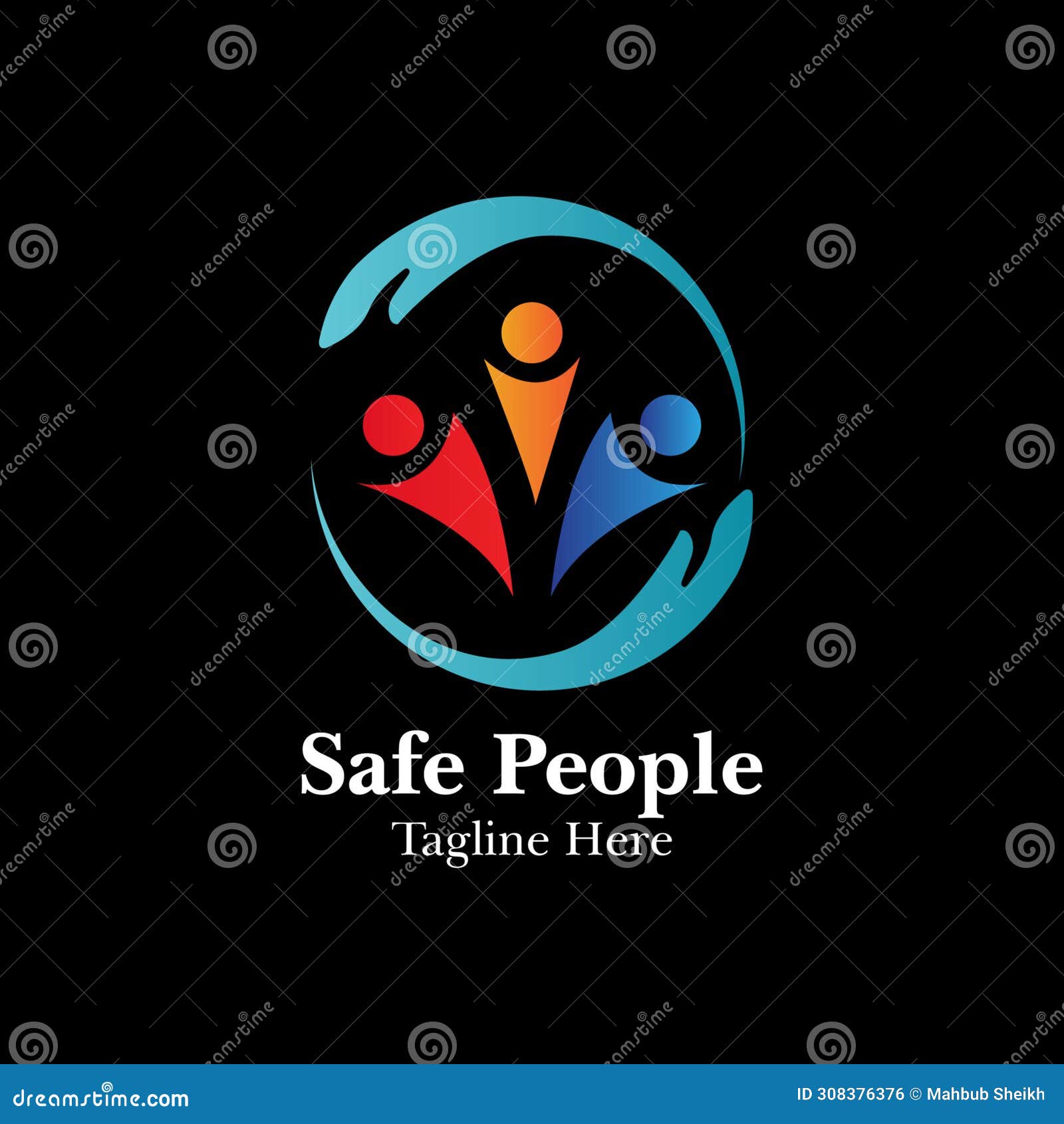 Safe People Logo Design Template with Hand. Stock Vector - Illustration ...