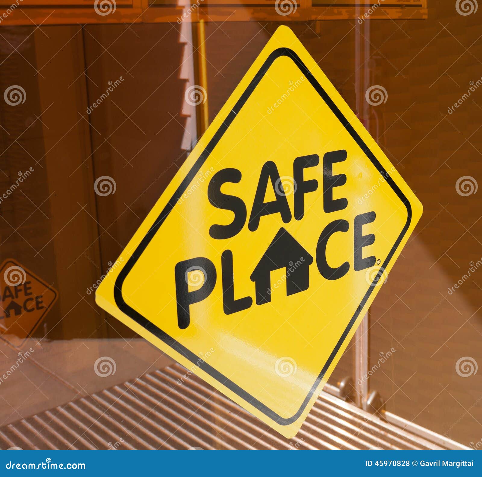 Safe Place Sign stock photo. Image of place, frame, yellow - 45970828