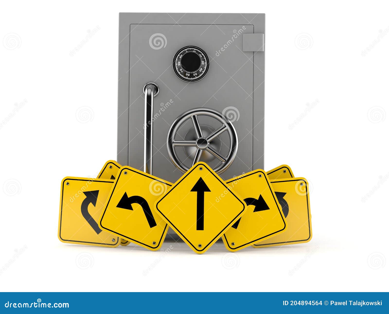 Safe with road signs stock illustration. Illustration of lock - 204894564