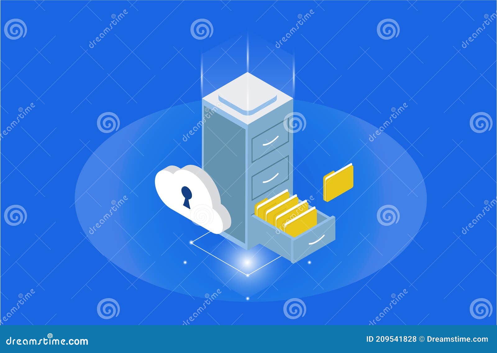 Safe Save Data and Information, Technology Business Isometric ...