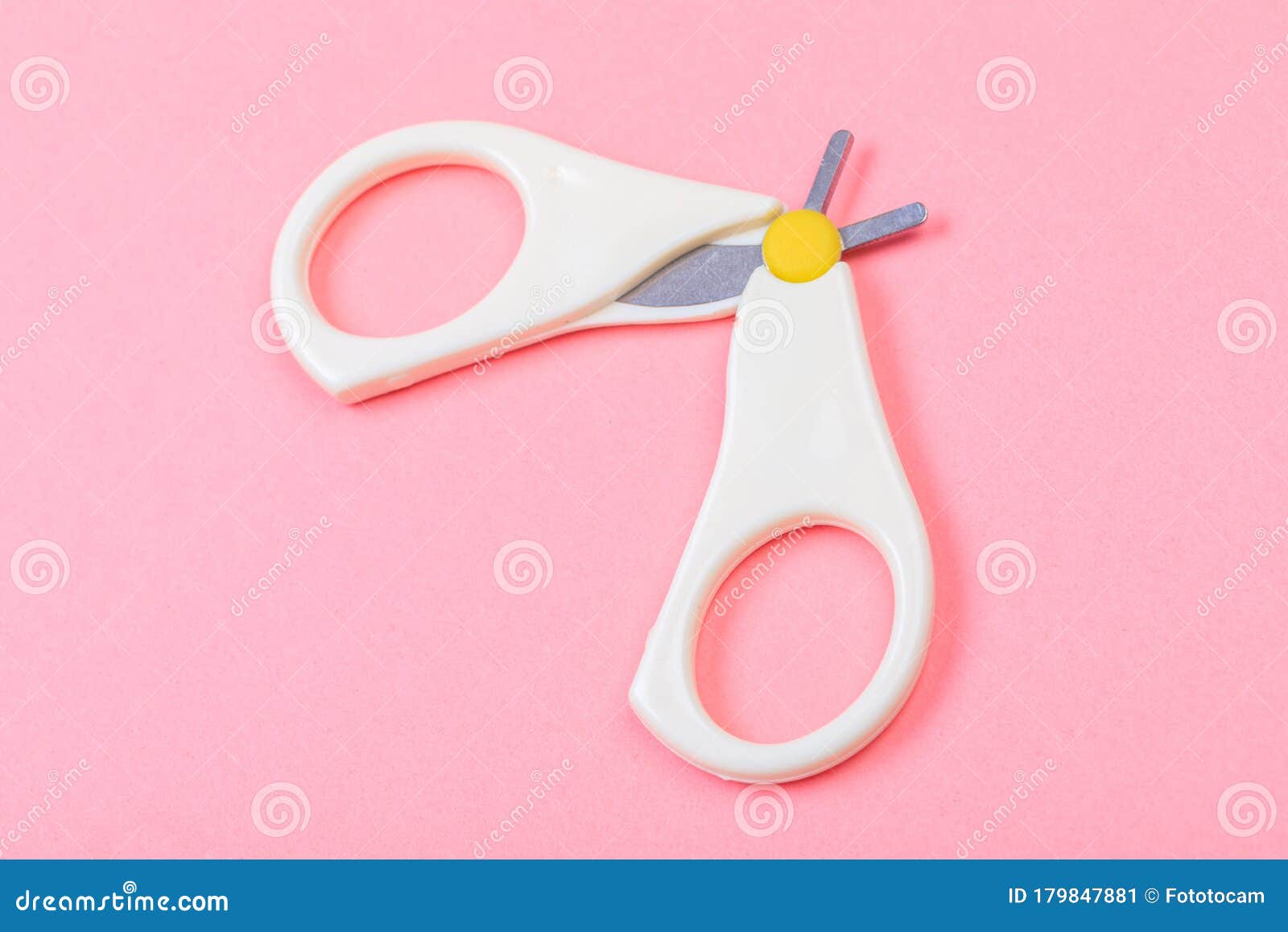 Safe Scissors for Babies on Pastel Pink Background Stock Image - Image ...