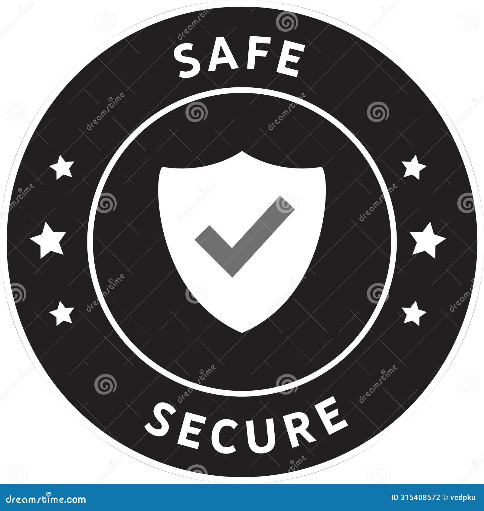 Safe Secure Sign, Safe Symbol in Black Seal, Safe Secure Seal, Protect ...