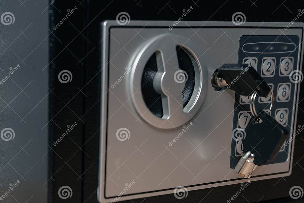 Safe or Security Box with Key and Digital Keypad Stock Photo - Image of ...