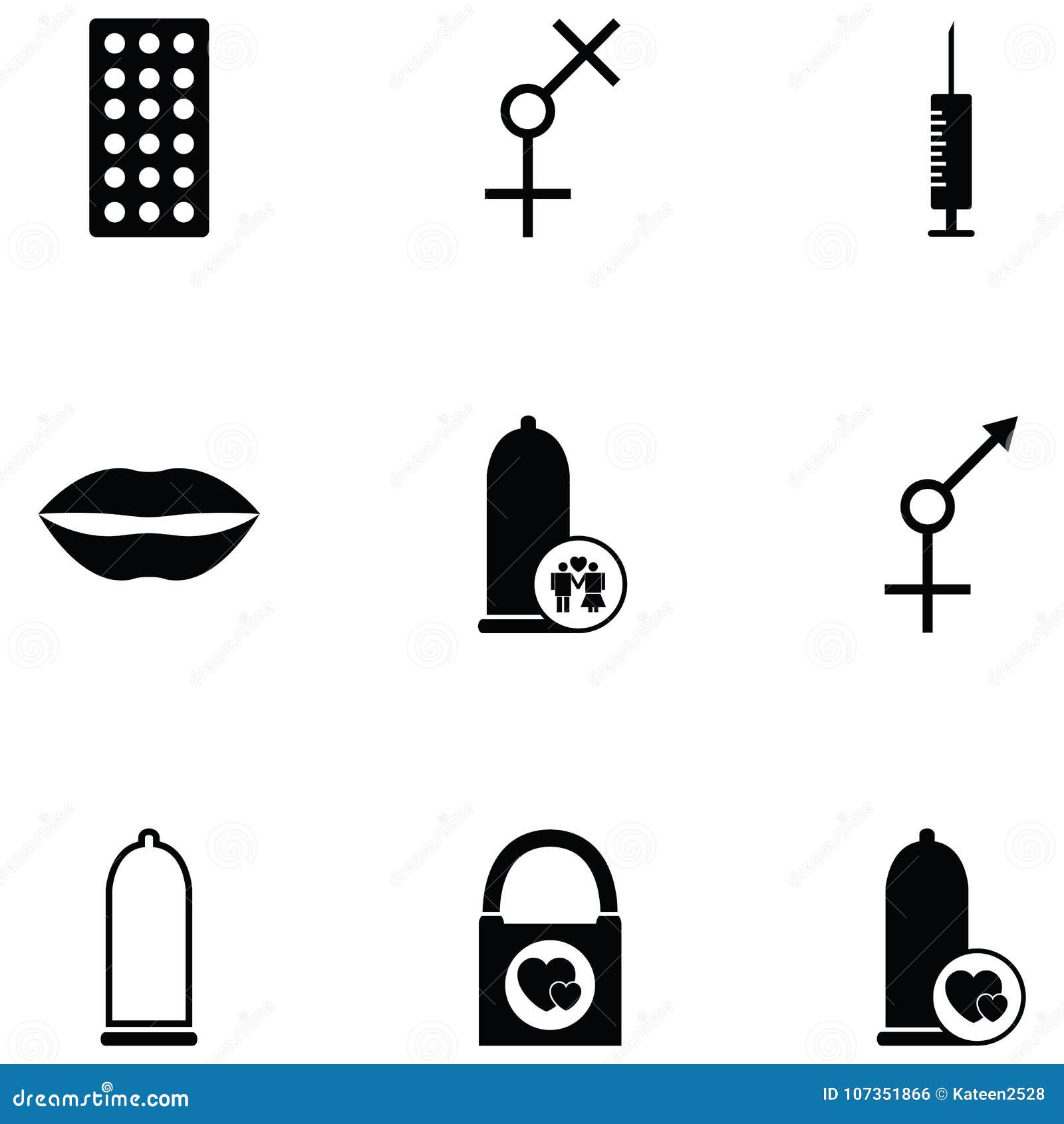 Safe sex icon set stock vector. Illustration of protection - 107351866