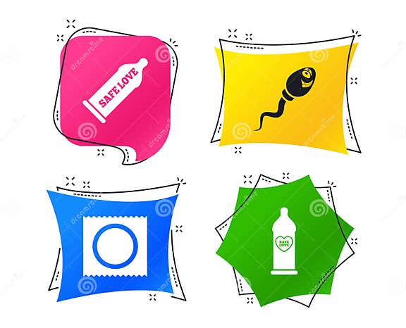 Safe Sex Love Icons Condom In Package Symbols Vector Stock Vector