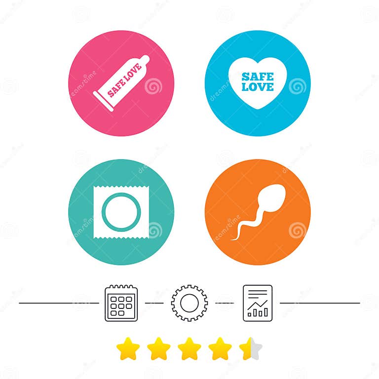 Safe Sex Love Icons Condom In Package Symbols Stock Vector