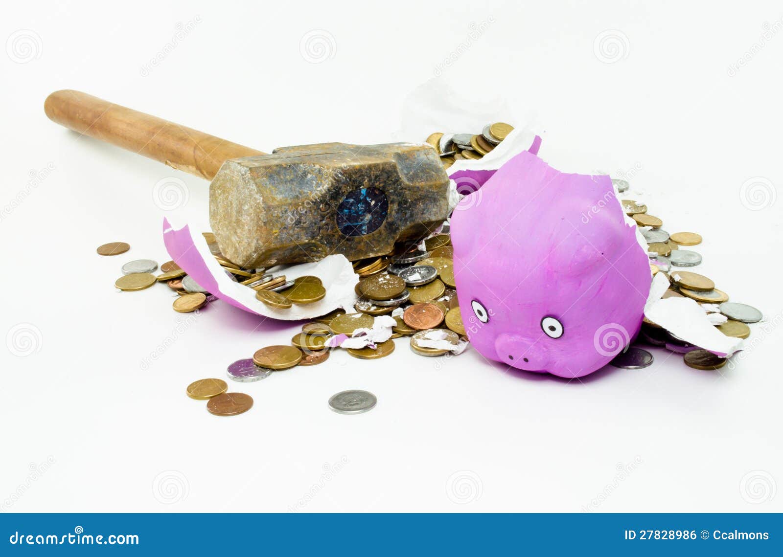 Safe-shaped Pig Broken With Sledgehammer Stock Photography ...