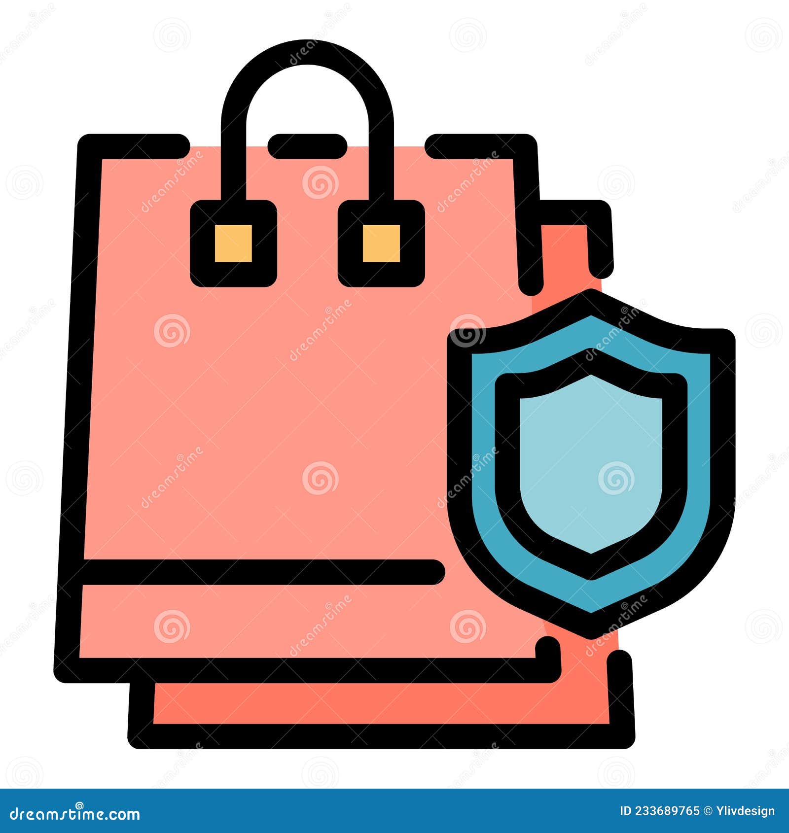 Safe Shopping Icon Color Outline Vector Stock Vector - Illustration of ...