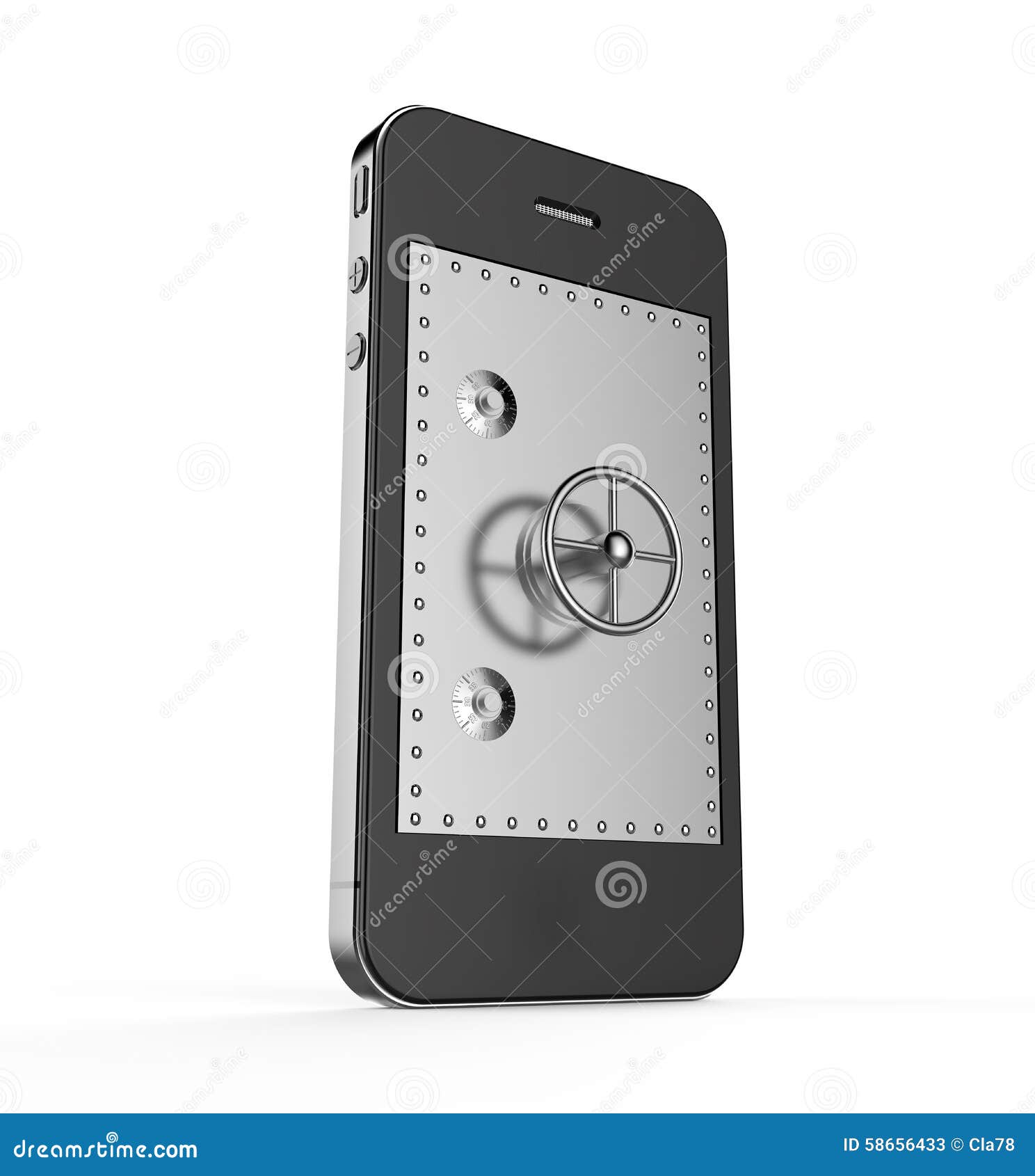 Safe in a smartphone stock illustration. Illustration of lock - 58656433