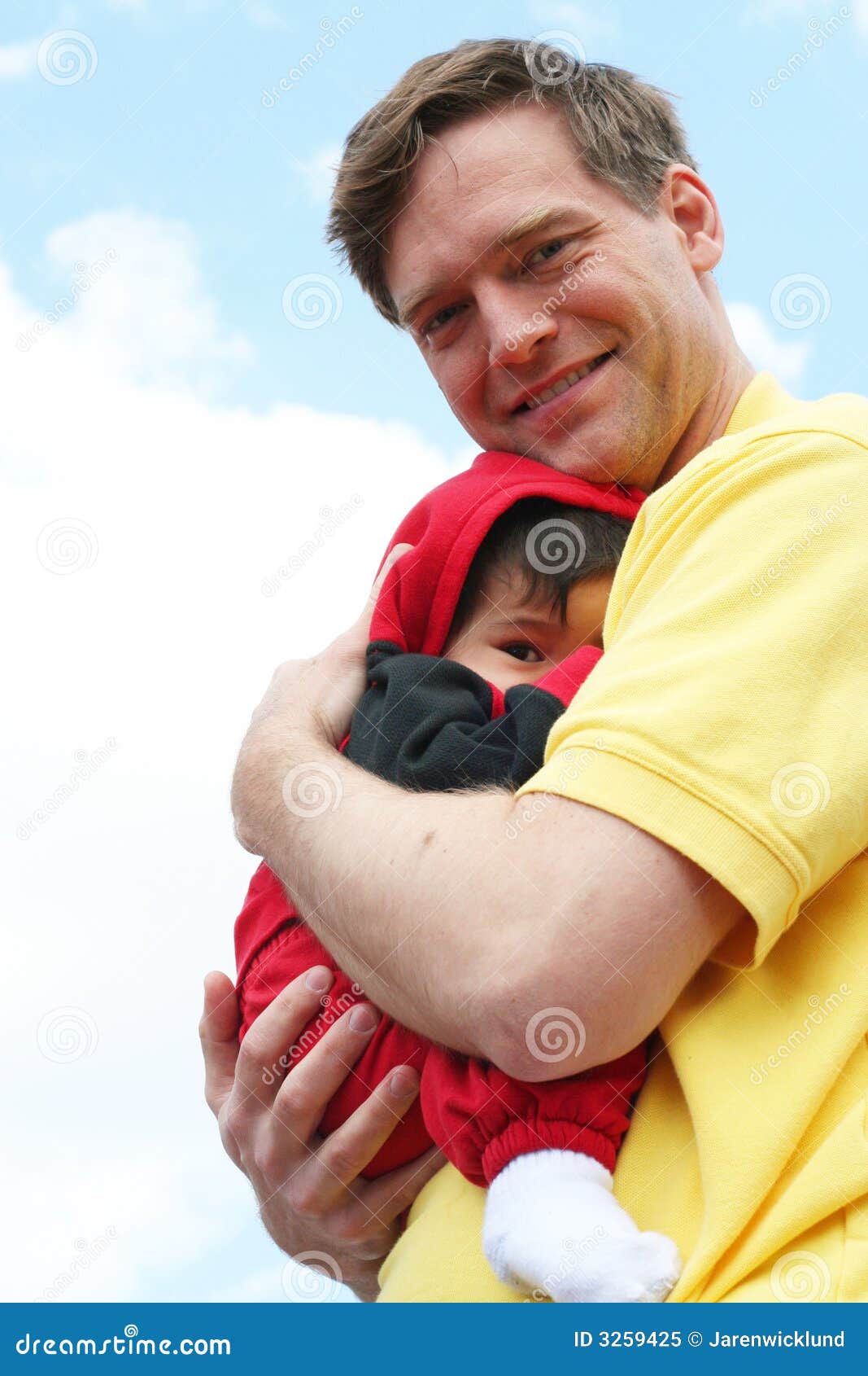 Safe and Sound in Dad S Arms Stock Image - Image of colorful, father ...