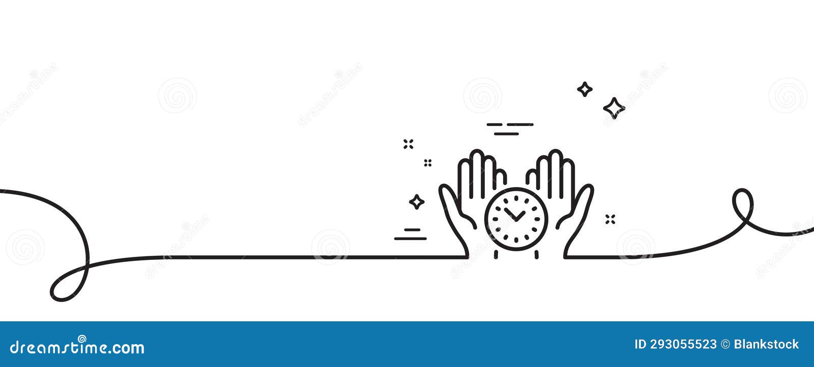 Safe Time Line Icon. Clock Sign. Office Management. Continuous Line with Curl. Vector Stock ...