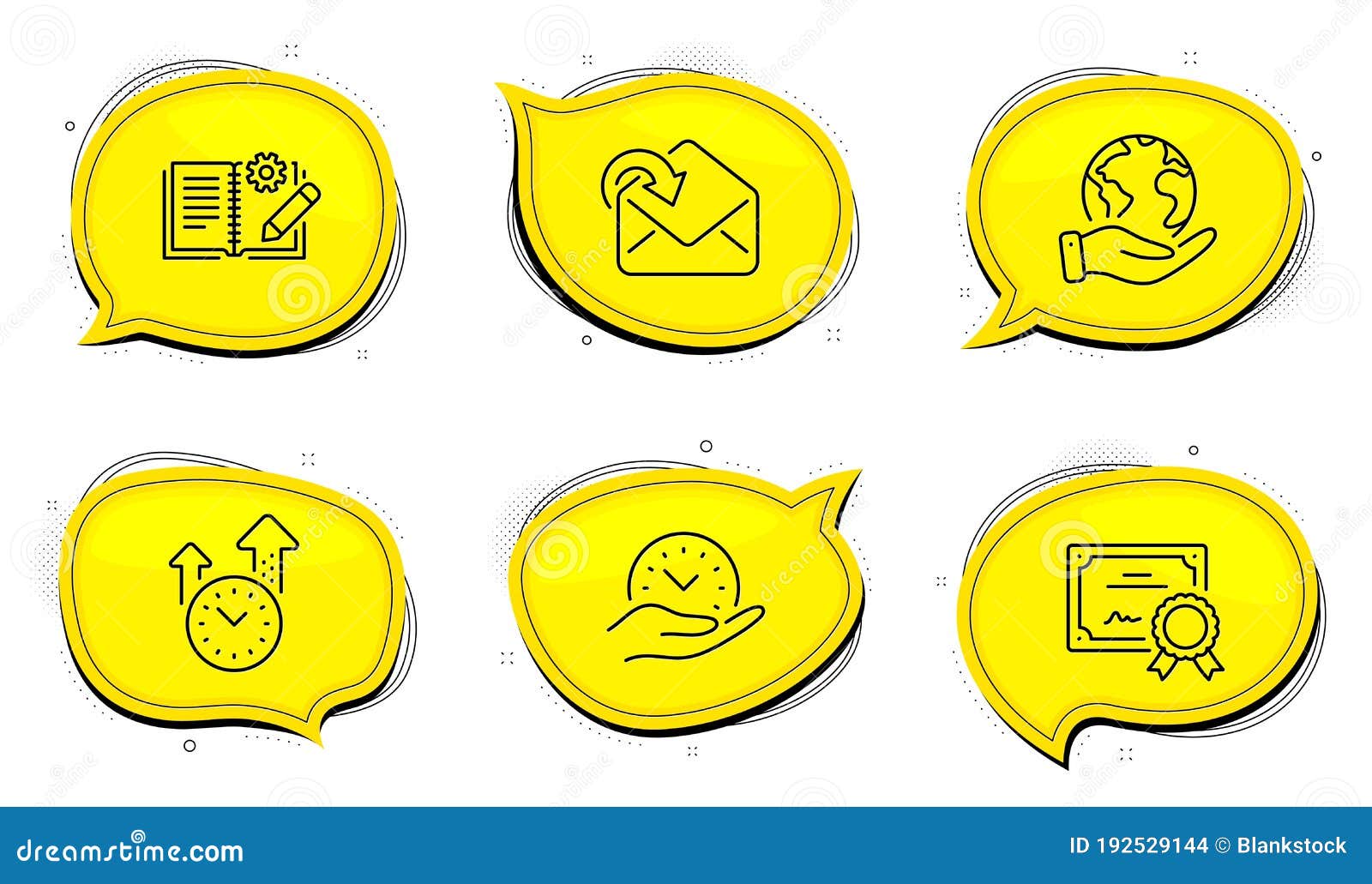 Safe Time, Time Management and Receive Mail Icons Set. Engineering ...