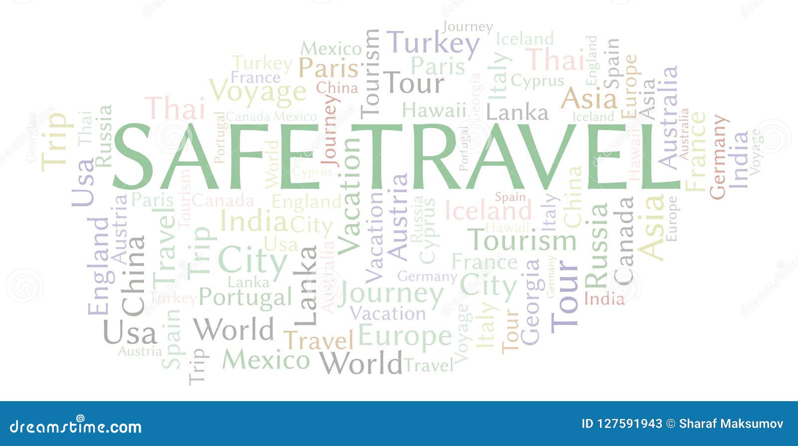 Safe Travel word cloud. stock illustration. Illustration of rendering ...