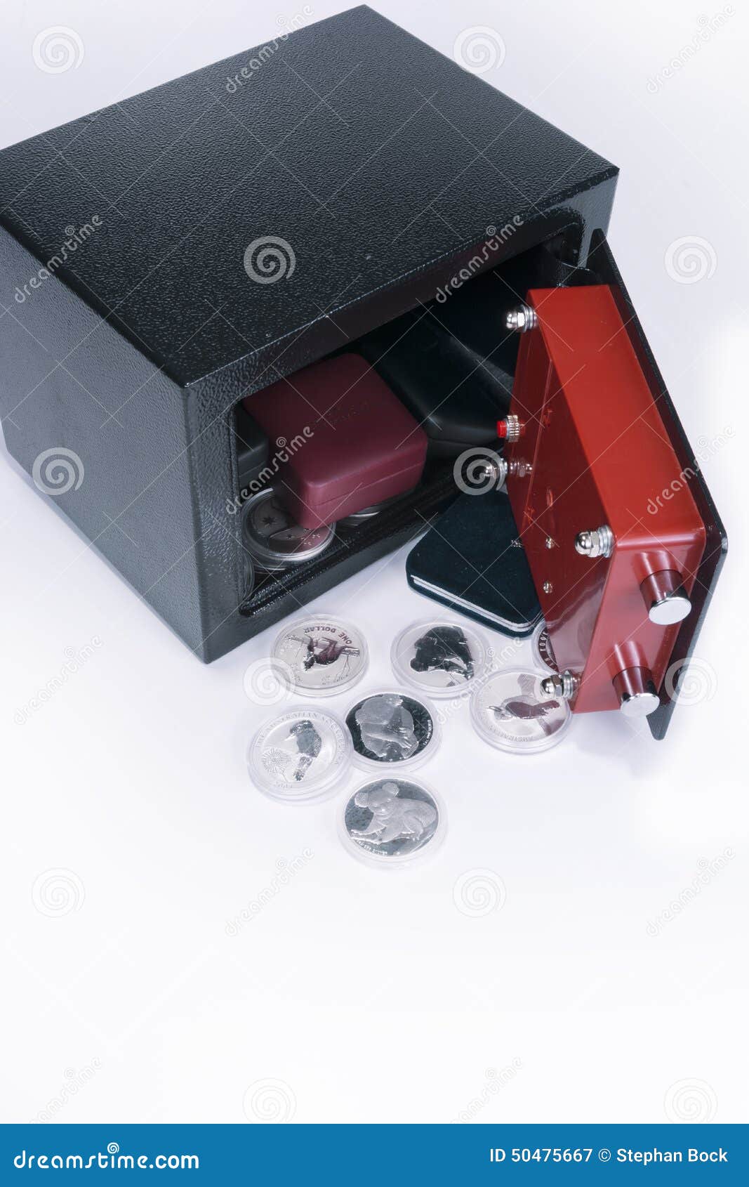 Safe, Valuables, Coin Collection, White Background Stock Image - Image ...