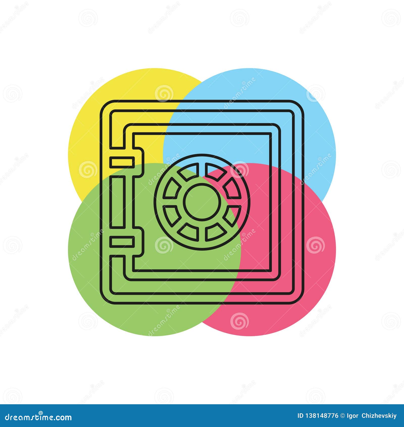 Safe vector icon stock illustration. Illustration of lined - 138148776