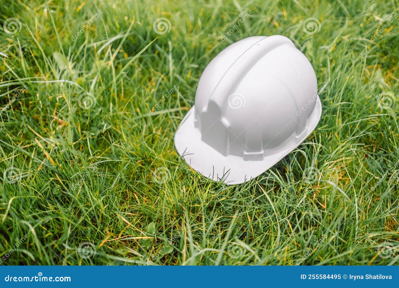 Safe White Helmet on Green Background, Save Earth Engineering Concept ...