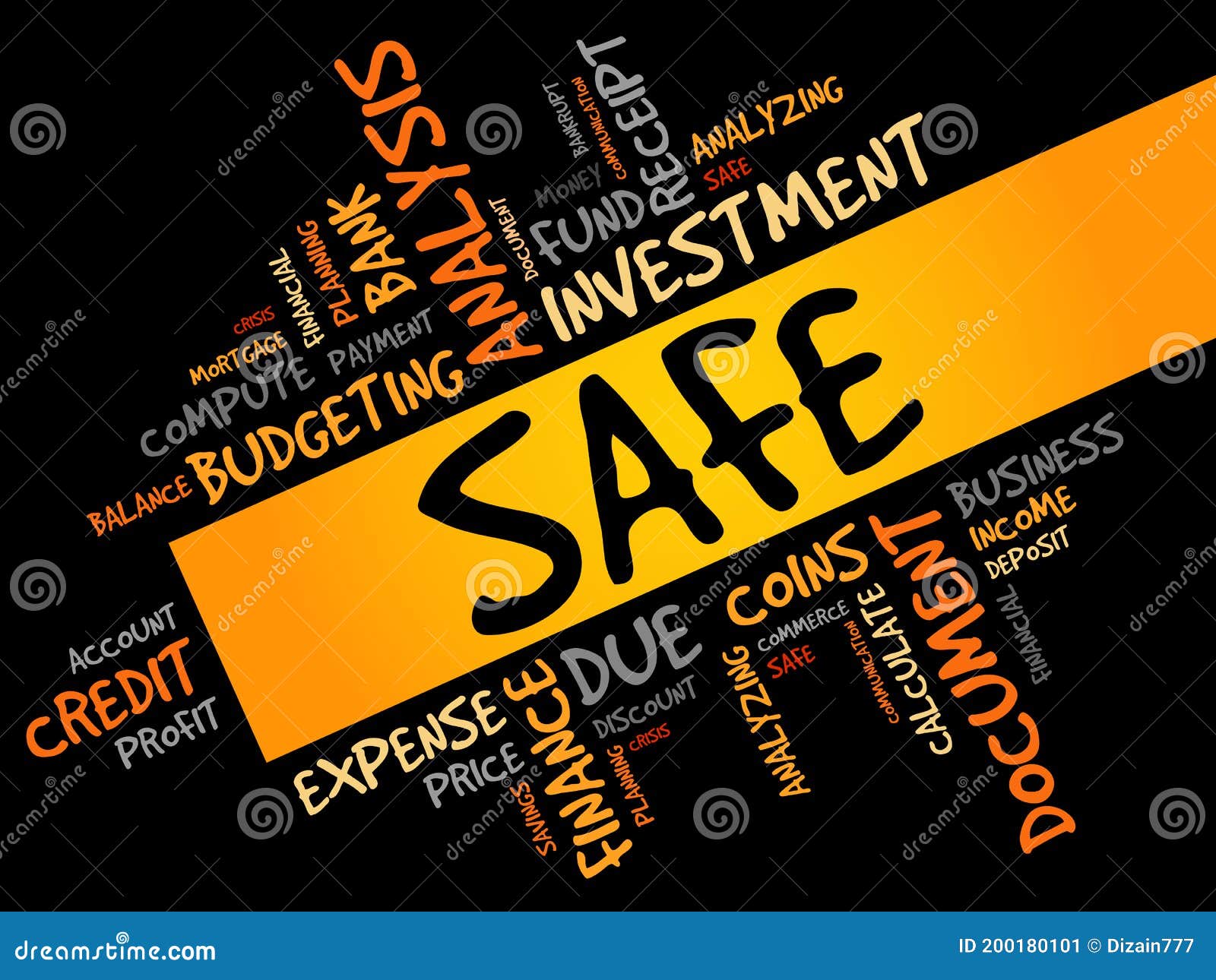 SAFE word cloud stock illustration. Illustration of process - 200180101