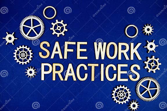 Safe Work Practices Alphabet Letters with Gears Element on Navy Blue ...