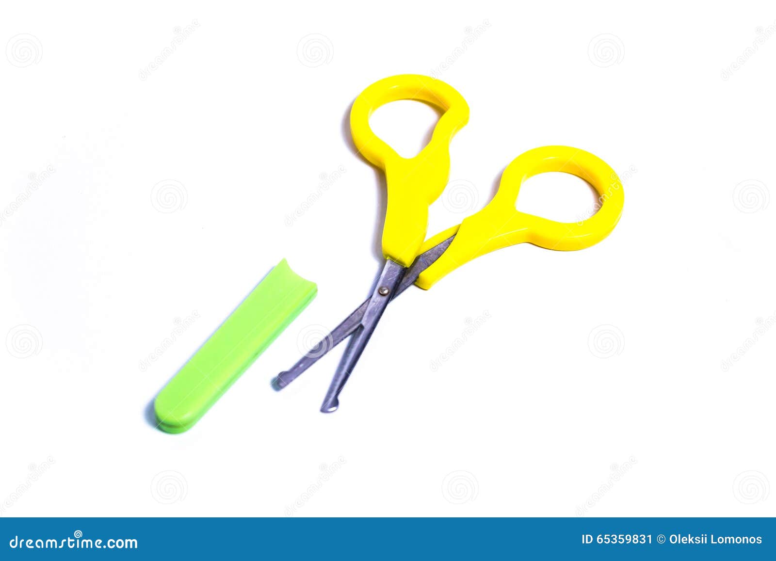 Safe yellow-green scissors stock image. Image of children - 65359831