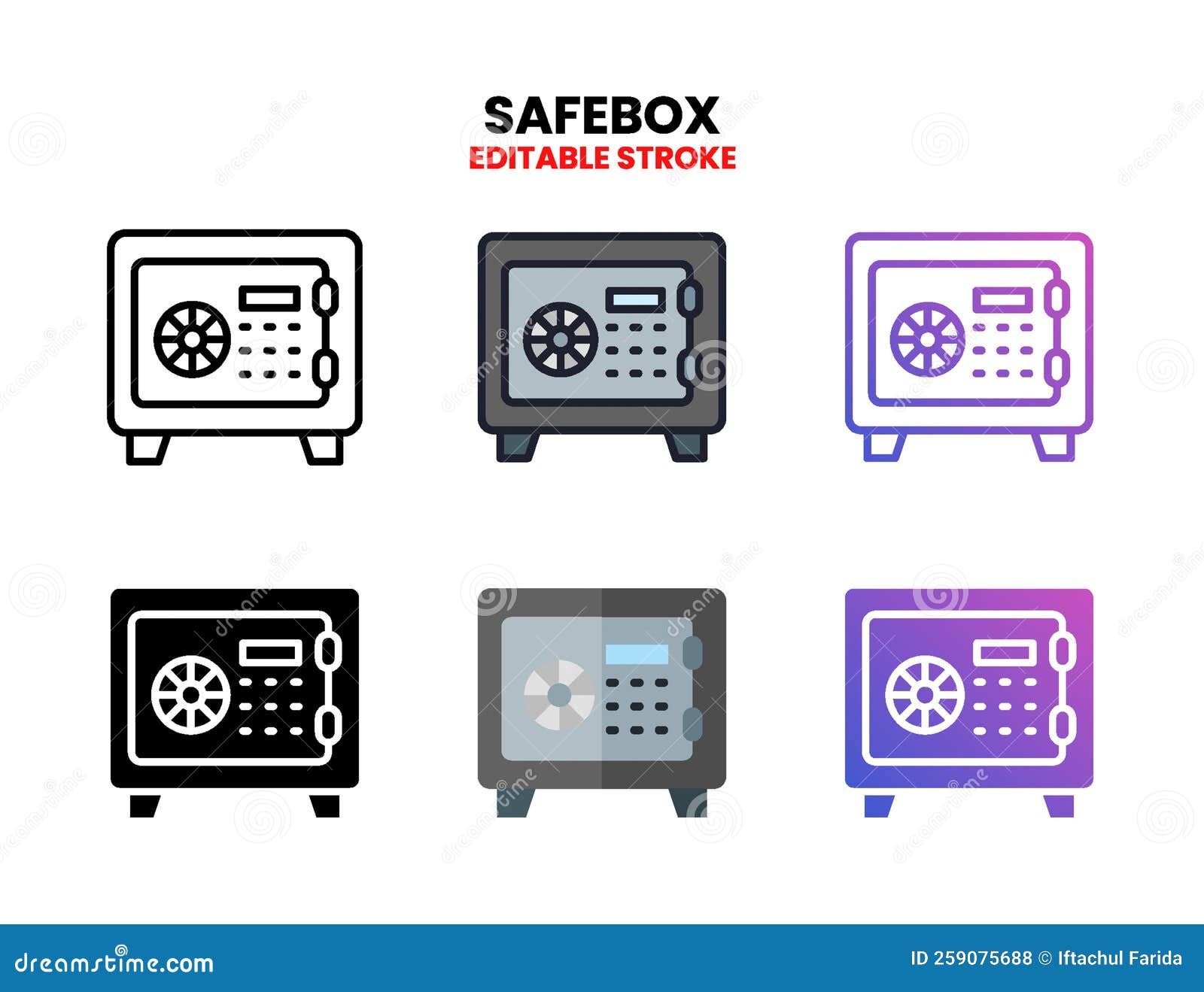 Safebox Icon Set with Different Styles. Stock Vector - Illustration of ...