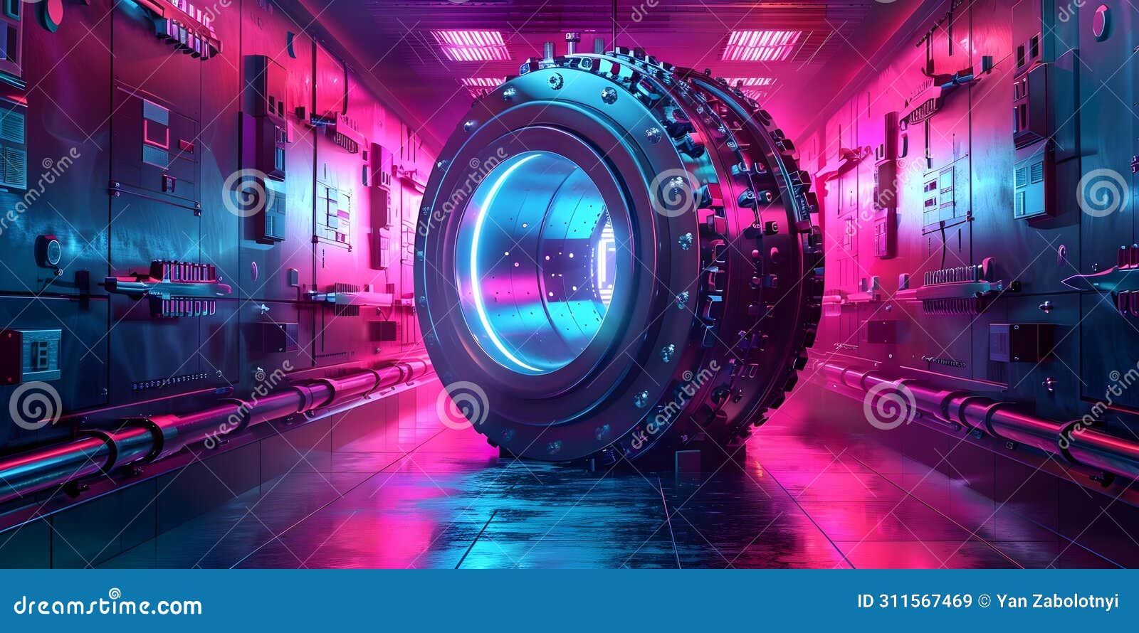 Safeguarding Privacy: a Futuristic Neon Digital Vault. Concept Privacy ...