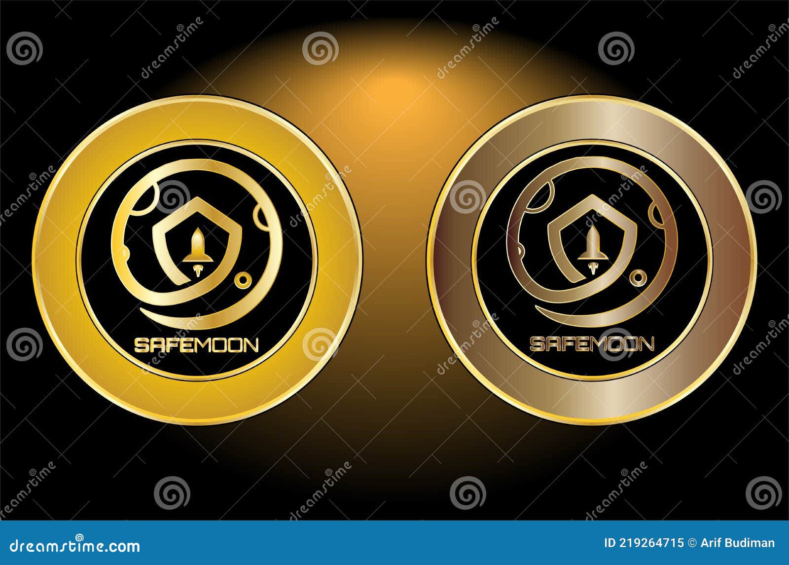 Safemoon Crypto Coin with Golden Colour and Dark Background, Virtual ...