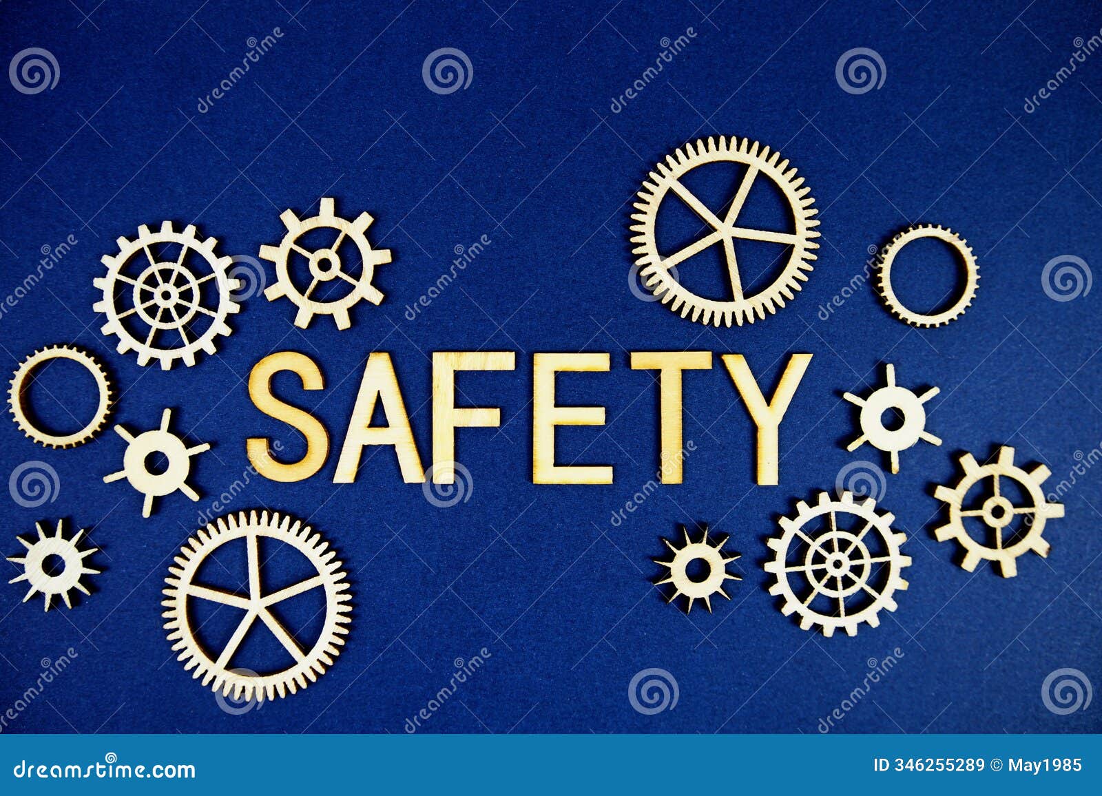Safety Alphabet Letters with Gears Element on Navy Blue Background ...
