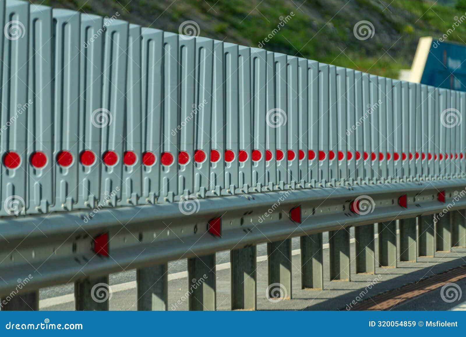 Safety Barriers on Highway. Anodized Safety Steel Barrier. Enhancing ...