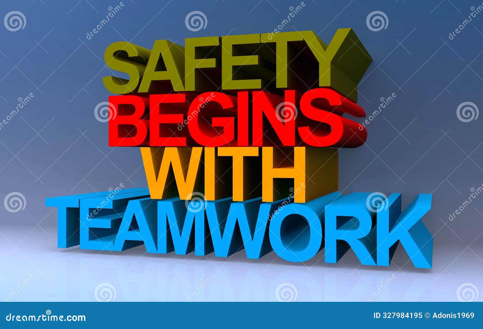 Safety Begins with Teamwork on Blue Stock Image - Image of ...