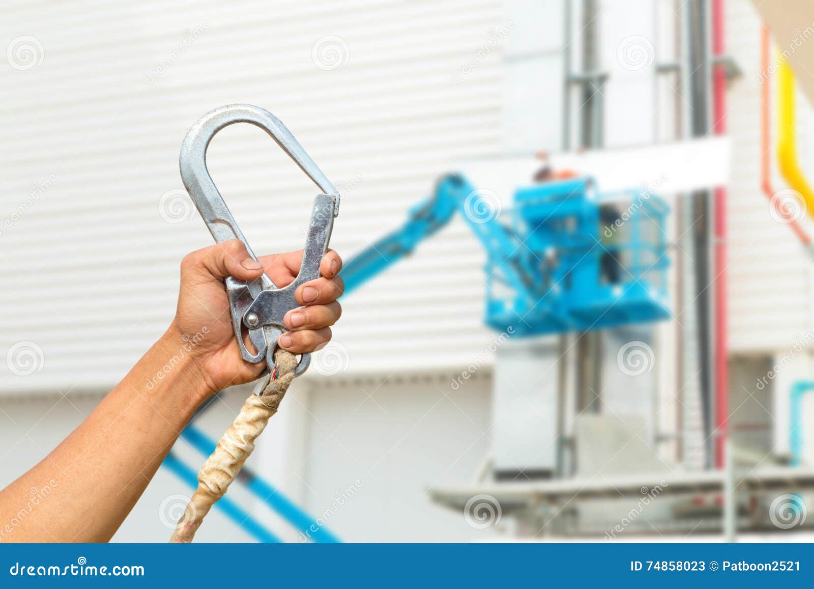 Safety Belt Lock in Hand.Safety Stock Image - Image of close, boom ...
