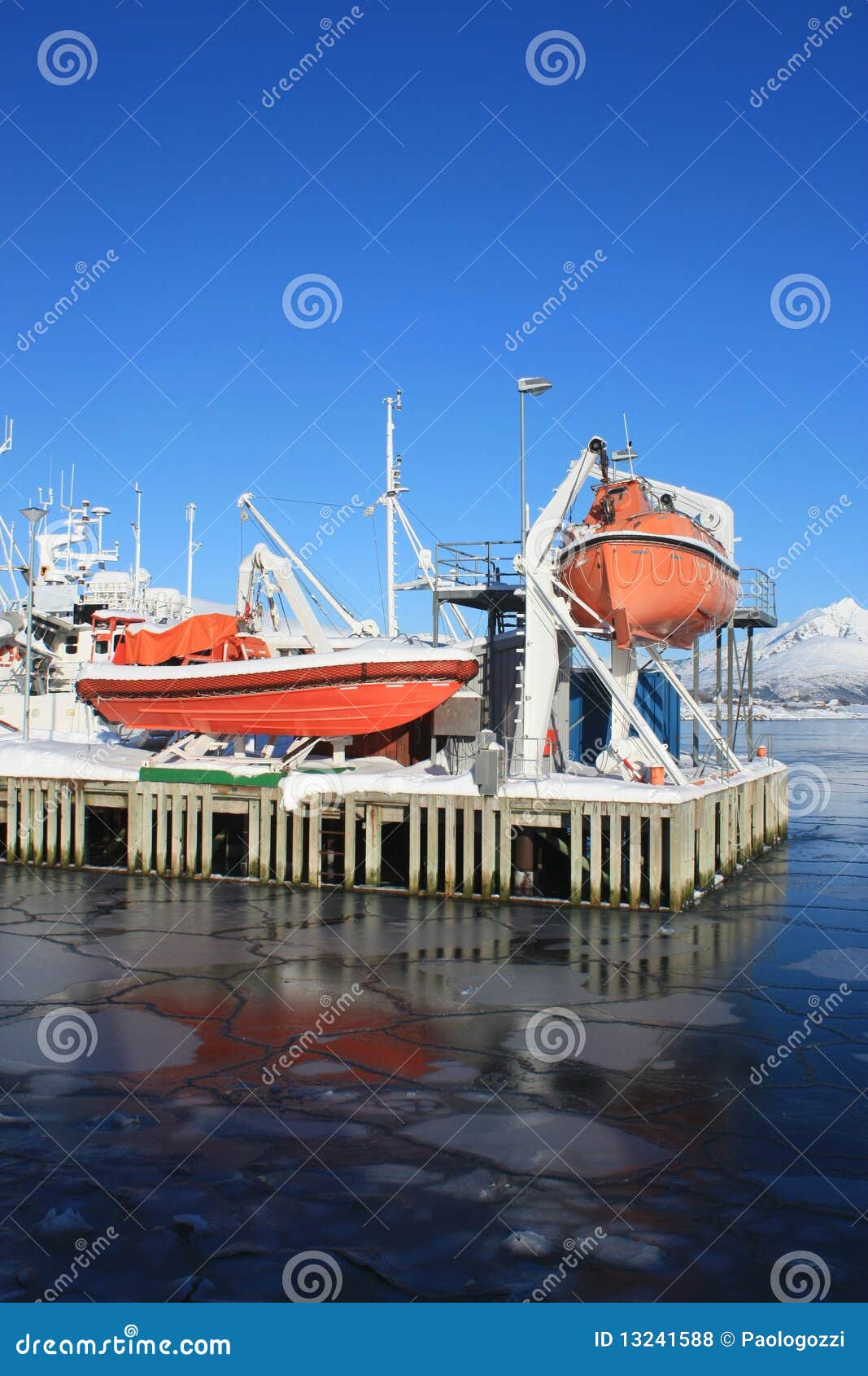 Safety boat and icy sea stock photo. Image of flat, blue - 13241588