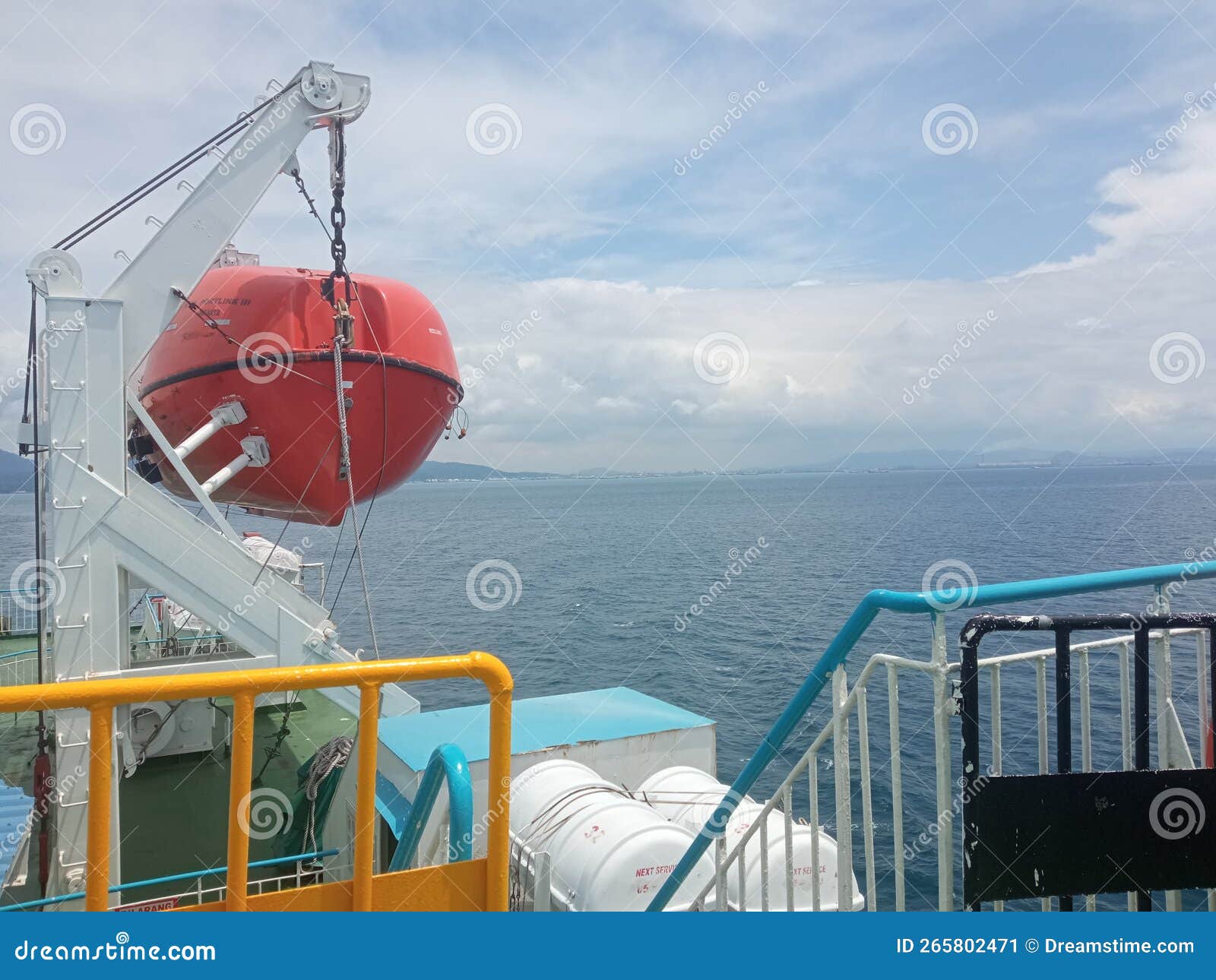 Safety Boat on Ship in the Ocean Stock Image - Image of ocean, wind ...