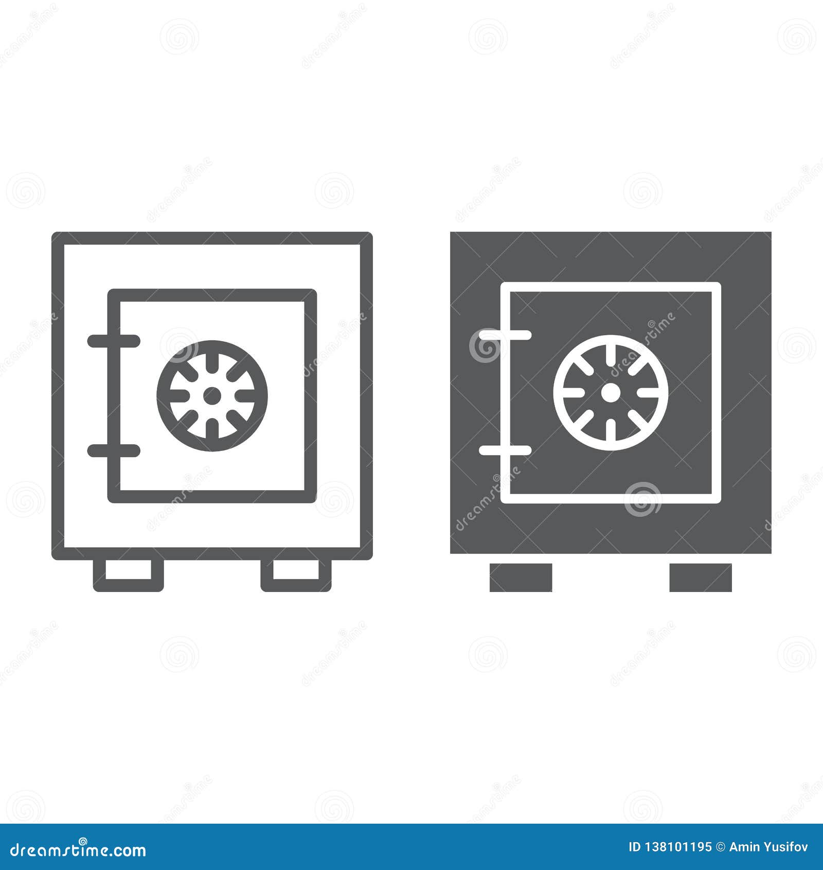 Safety Box Line and Glyph Icon, Safe and Security, Strongbox Sign ...