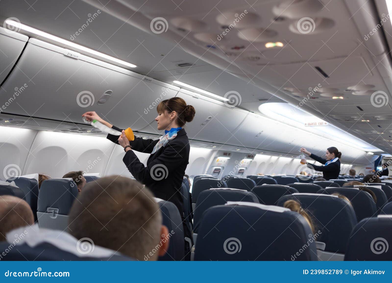 Safety Briefing on Board an Aircraft Editorial Stock Image - Image of ...