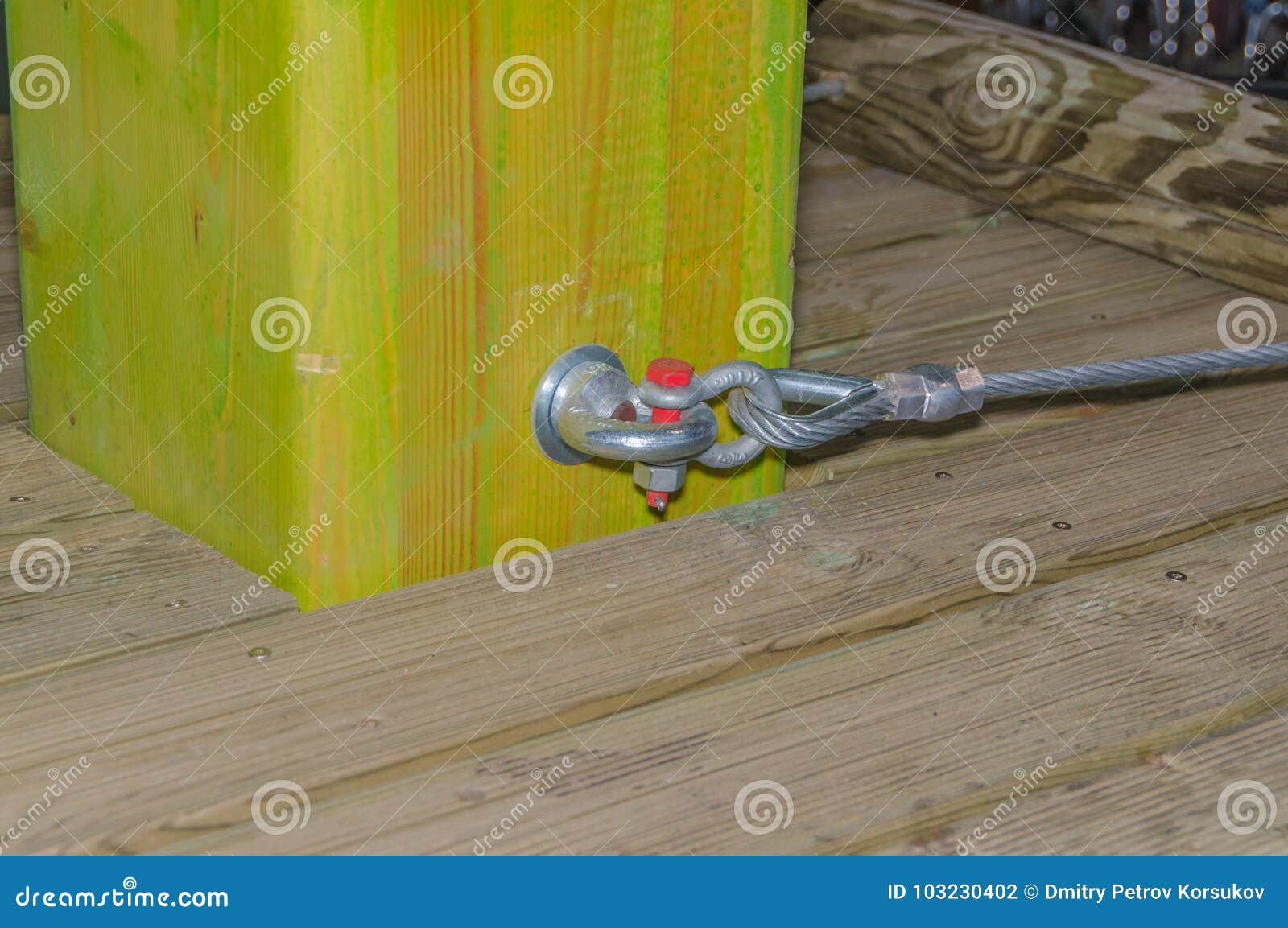 Safety Cable with Mounting in Wooden Rack Stock Photo - Image of ...