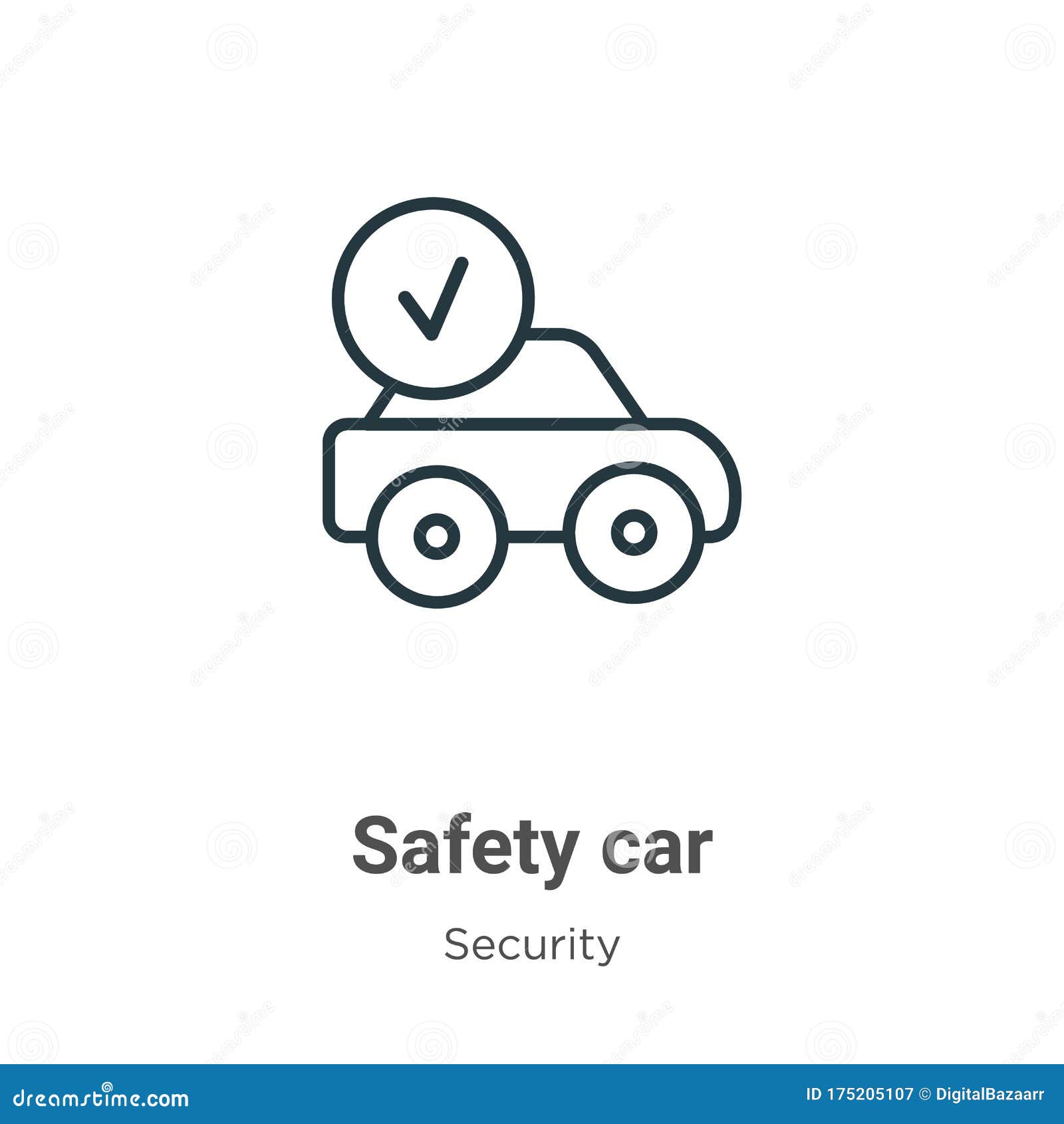 Safety Car Outline Vector Icon. Thin Line Black Safety Car Icon, Flat ...