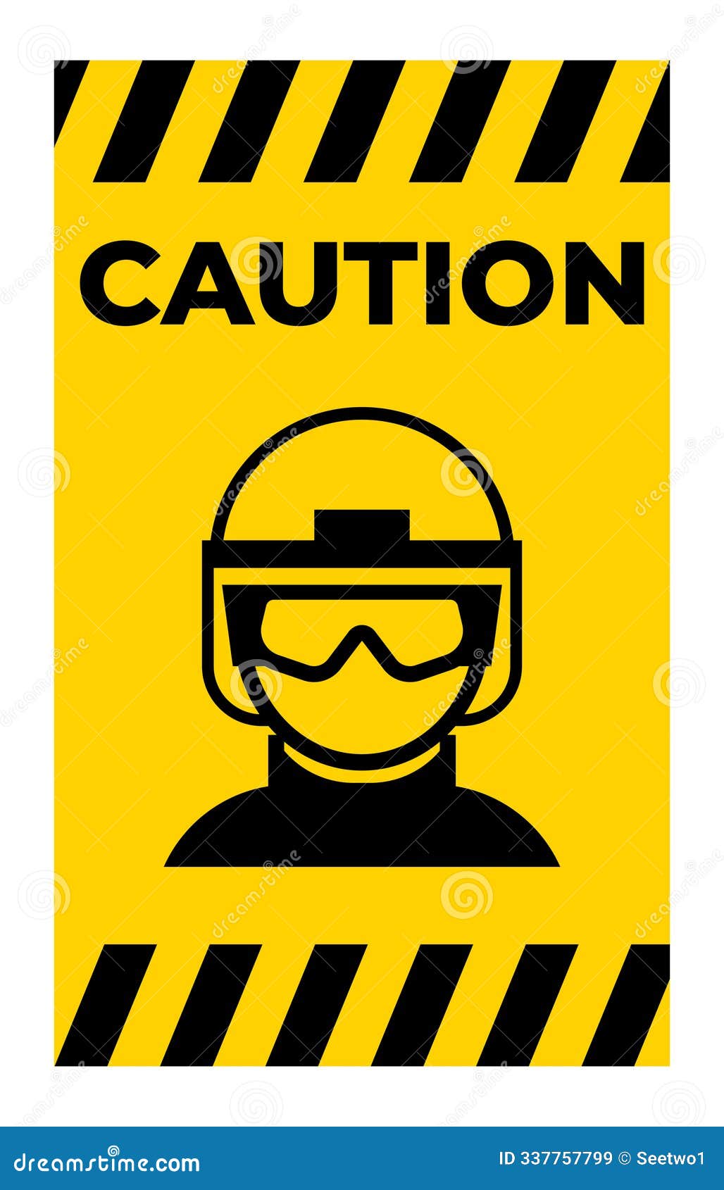 Safety Caution Sign with Helmeted Worker Icon Stock Vector ...