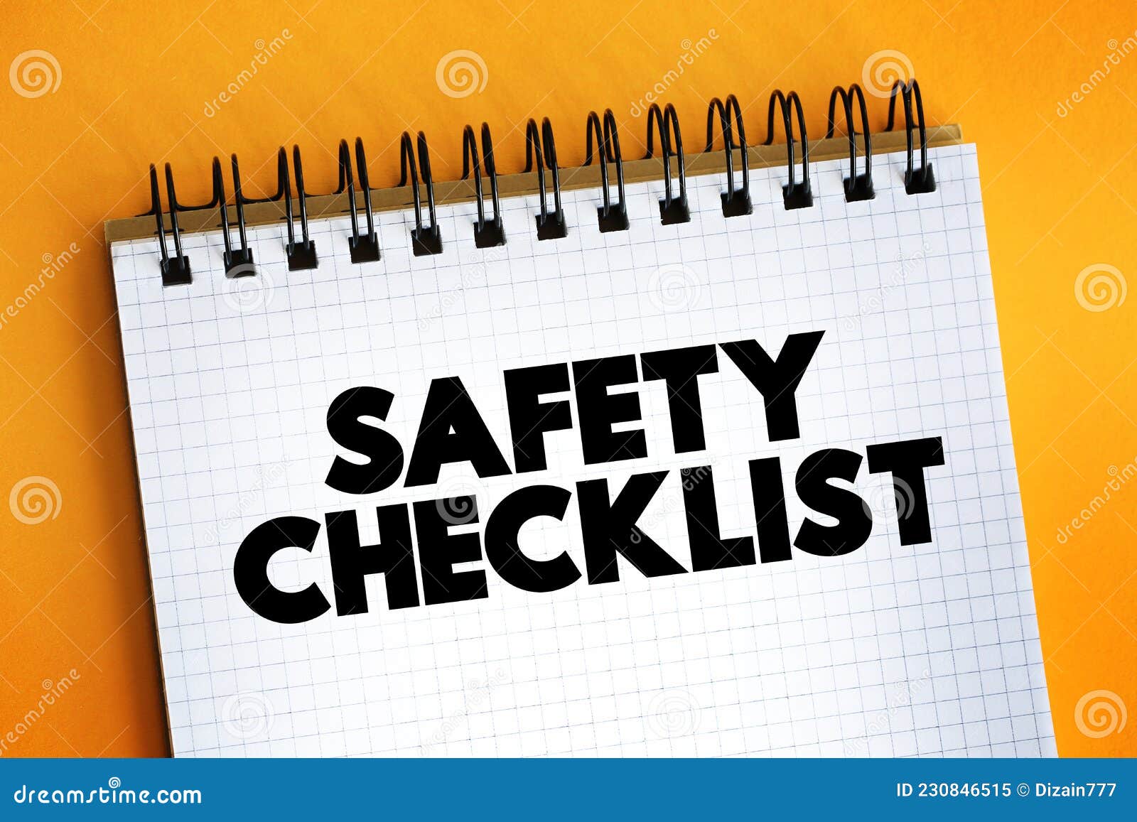 Safety Checklist Text on Notepad, Concept Background Stock Image ...