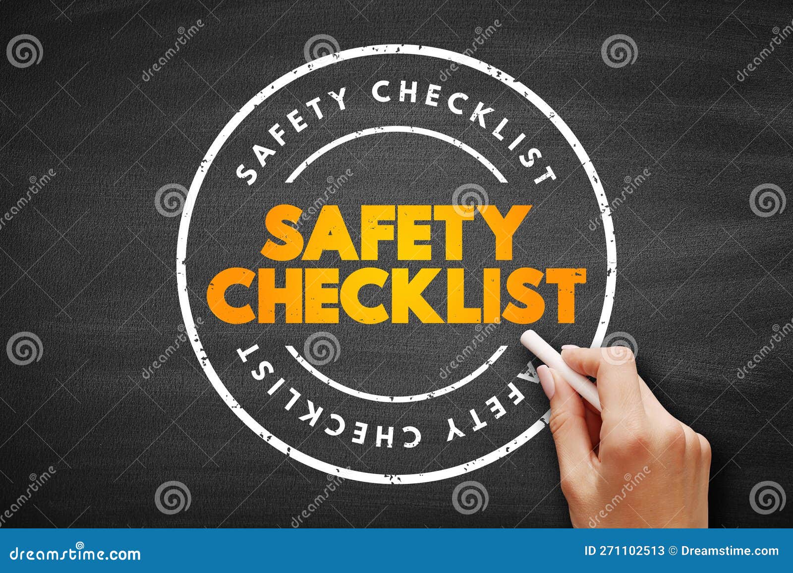 Safety Checklist Text Stamp on Blackboard, Concept Background Stock ...