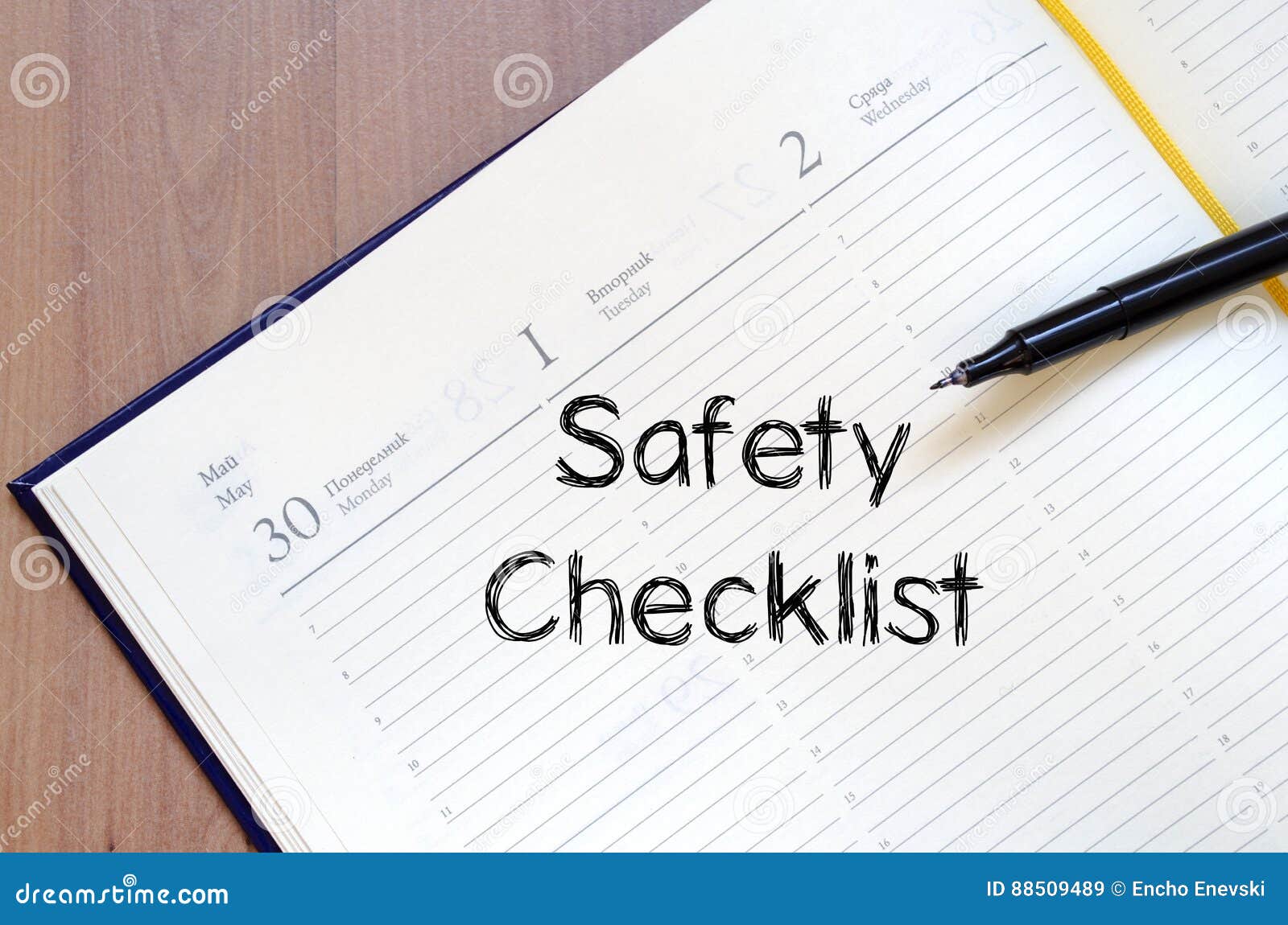 Safety Checklist Write on Notebook Stock Image - Image of control ...