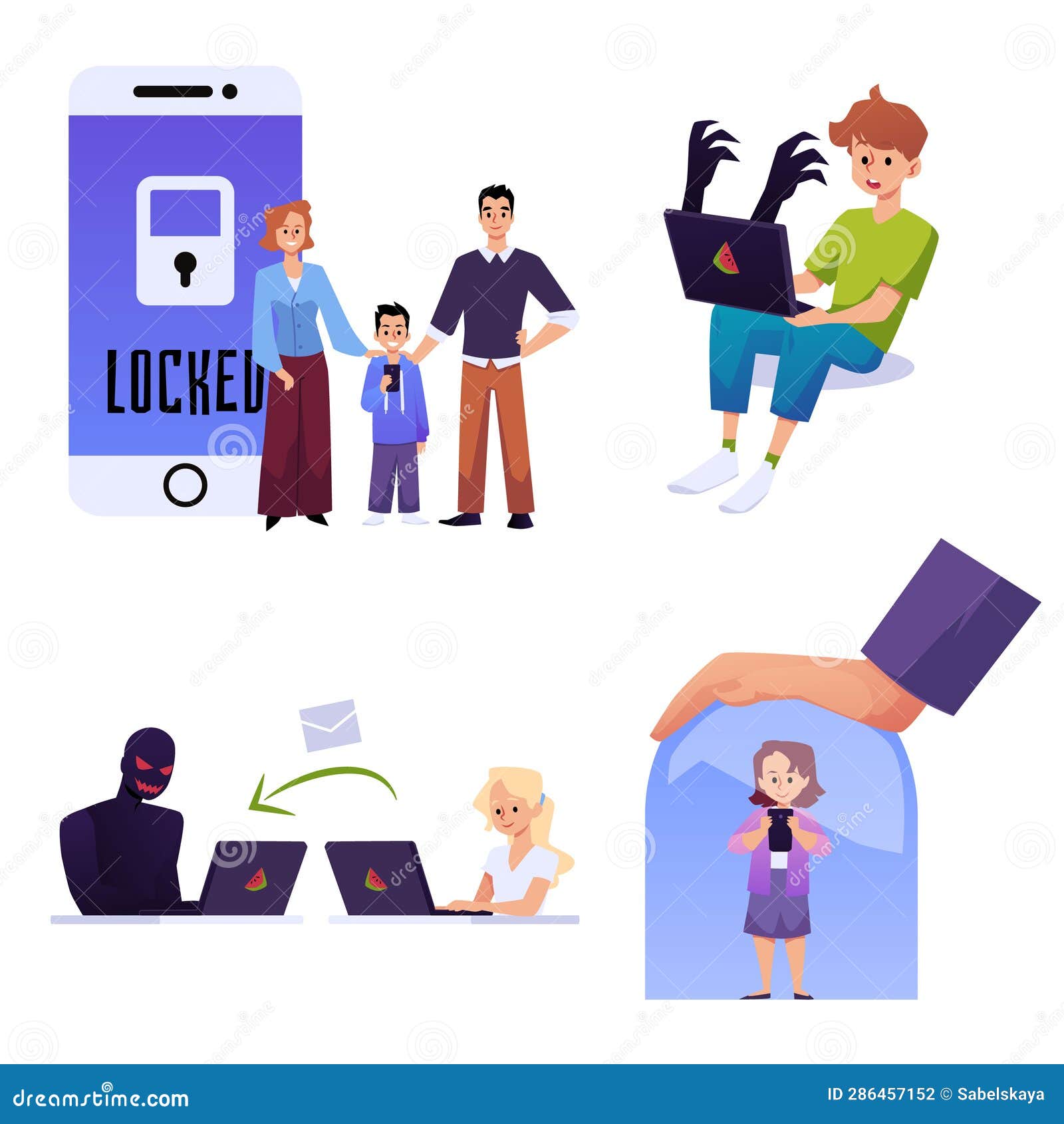 Safety of Children when Using the Internet and Networks Flat Vector ...