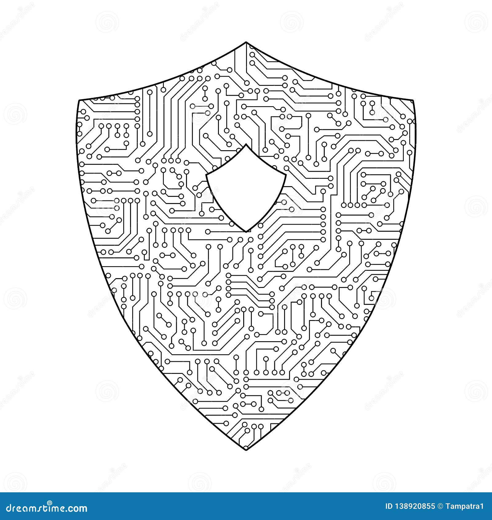 Safety Circuit Board Shield Icon for Protecting Password on White ...
