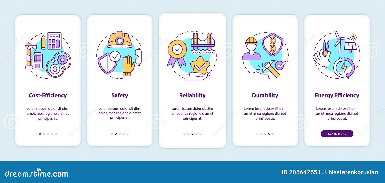 Safety in Civil Engineering Onboarding Mobile App Page Screen with ...