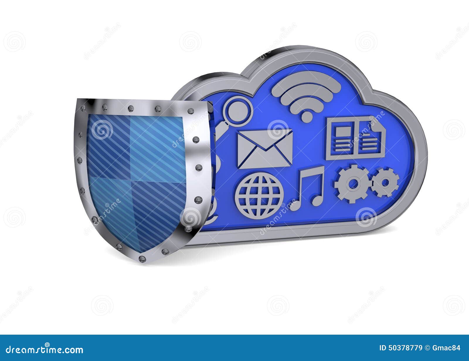 Safety Cloud Concept - 3D stock illustration. Illustration of data ...