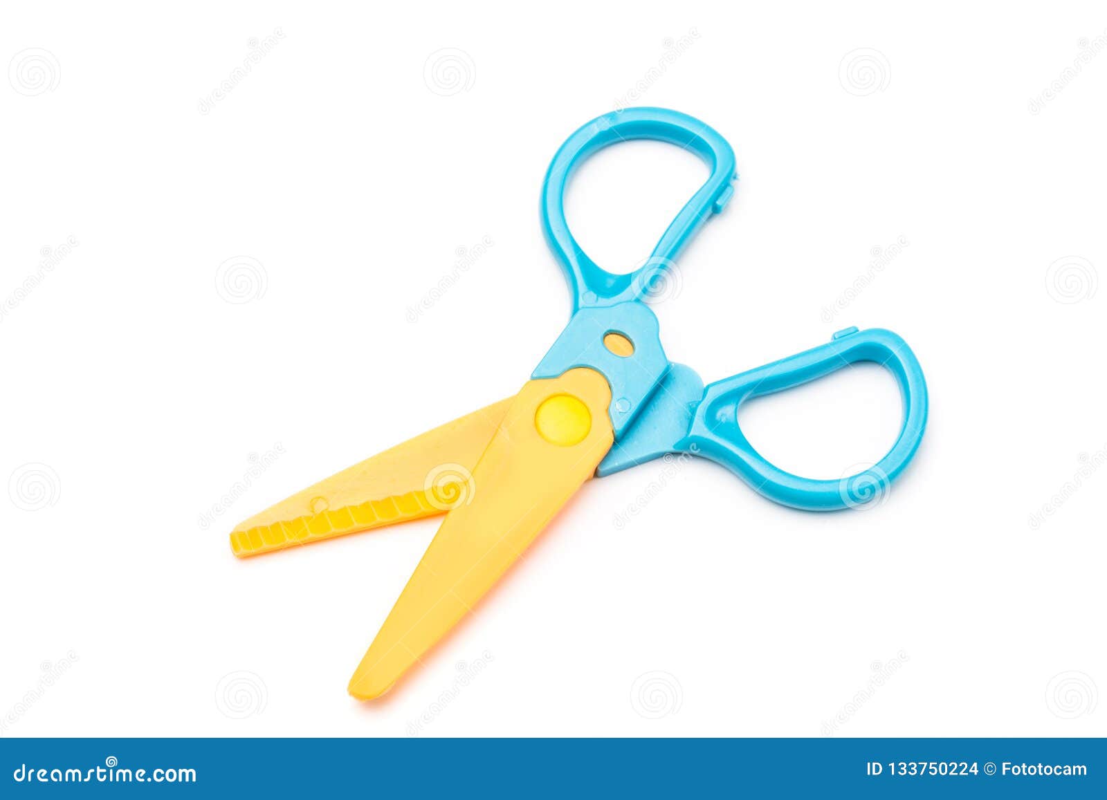 Safety Colour Scissors on a White Background Stock Photo - Image of ...